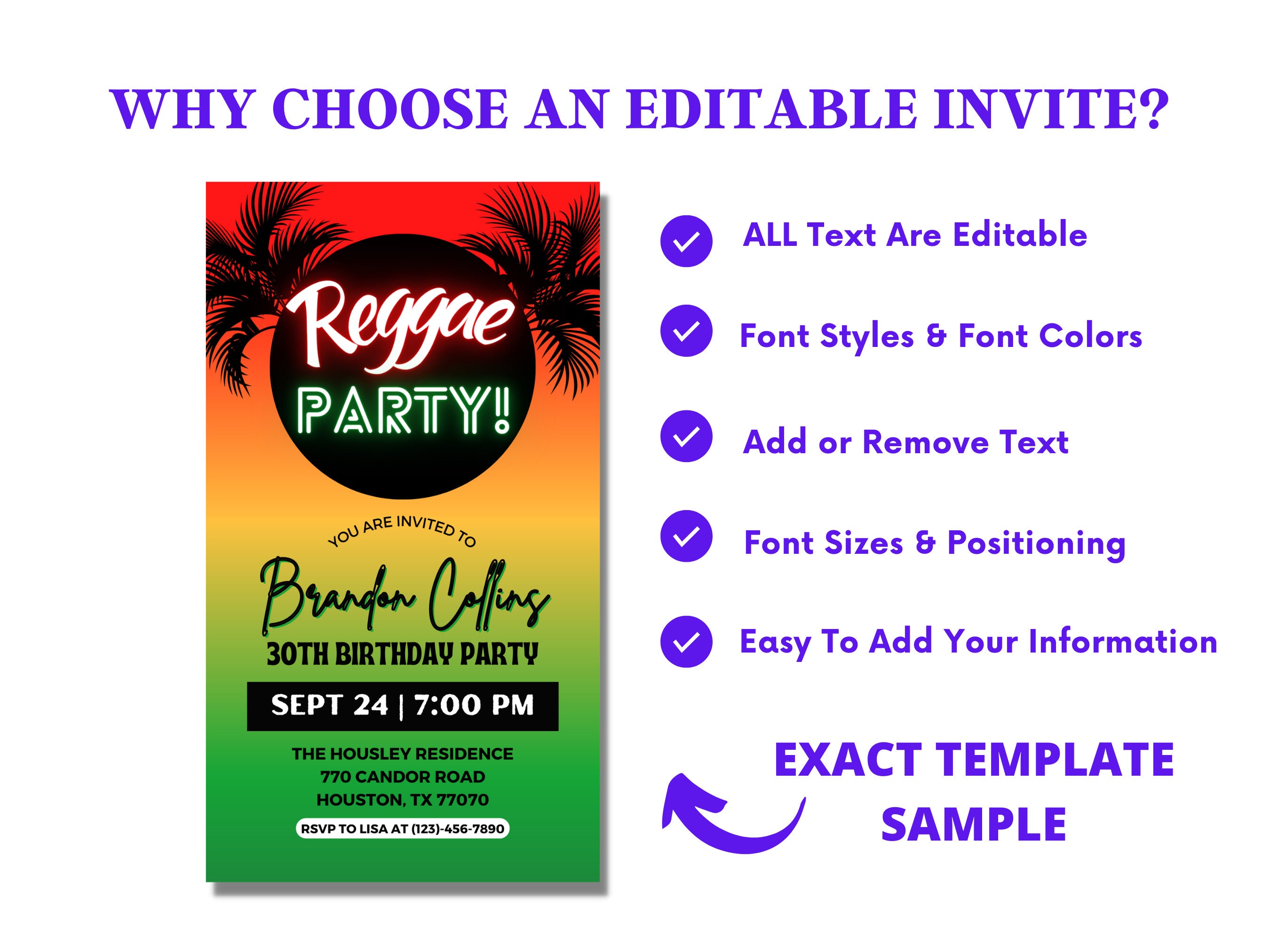 Reggae Birthday Invitation Reggae Party Invite Jamaica - Etsy UK