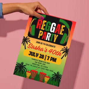 Reggae Party Invite | Reggae Evite | Rasta Evite | Jamaica Invite ...