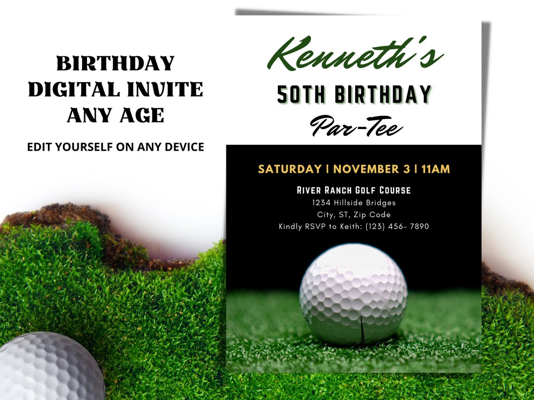 Golf Birthday Party Invitation | Men's Birthday Invite | Golf Party ...