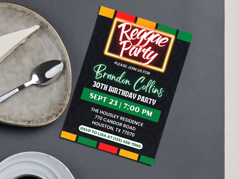 Reggae Birthday Invitation Reggae Party Invite Jamaica - Etsy