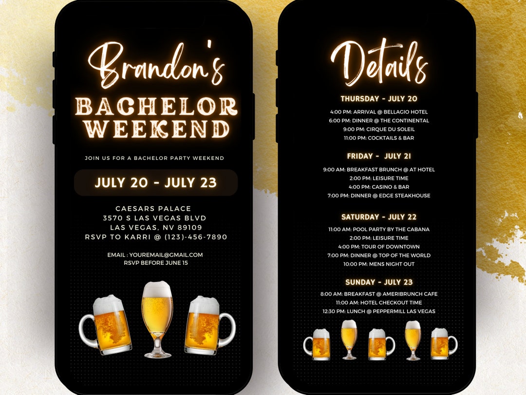 Bachelor Weekend | Bachelor Invite | Weekend Itinerary | Guys Weekend ...