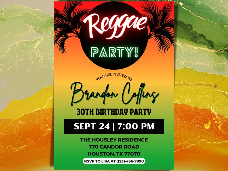 Reggae Birthday Invitation Reggae Party Invite Jamaica - Etsy
