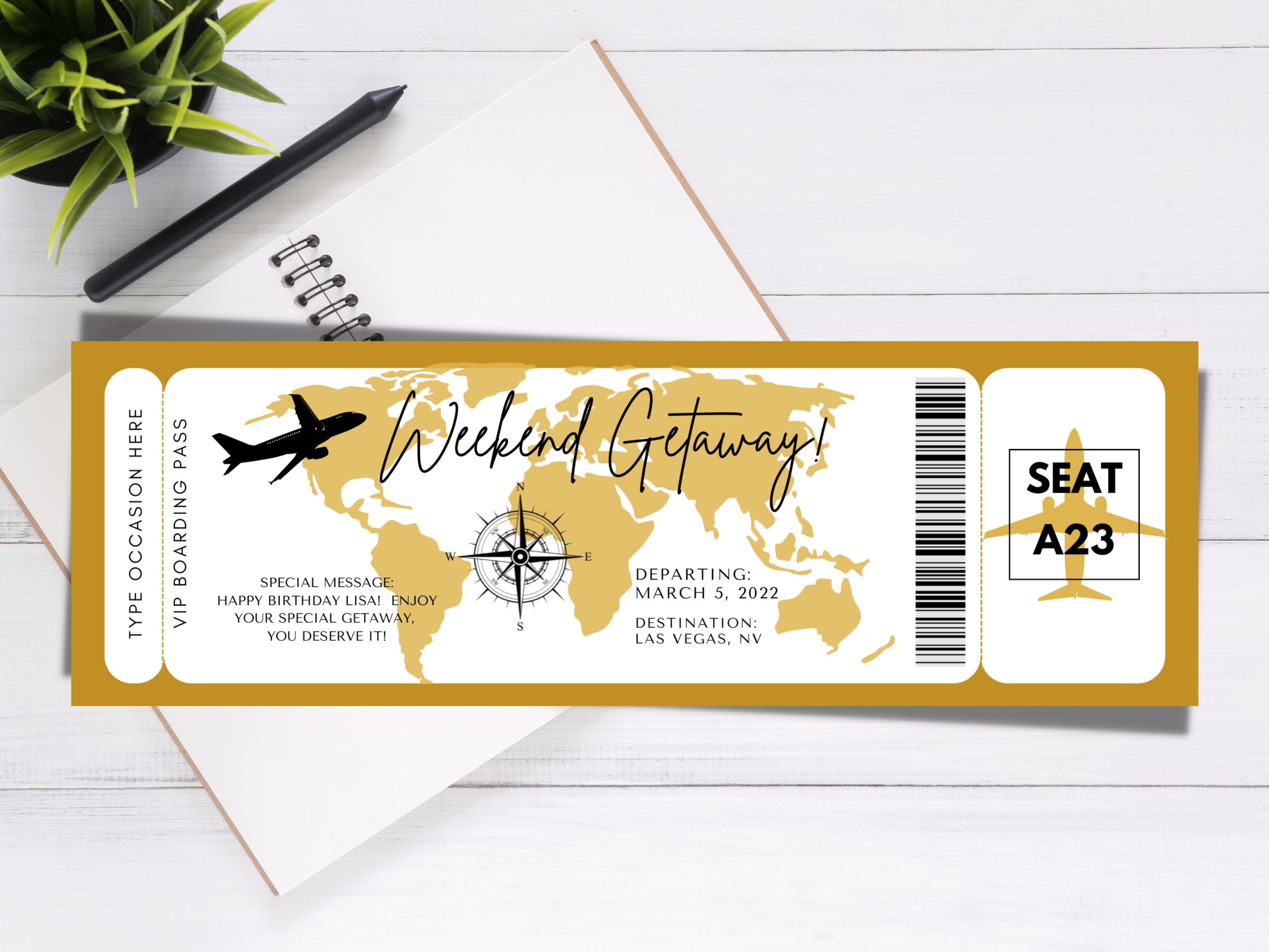 Fake Plane Ticket | Boarding Ticket | Fake Ticket | Ticket Gift ...