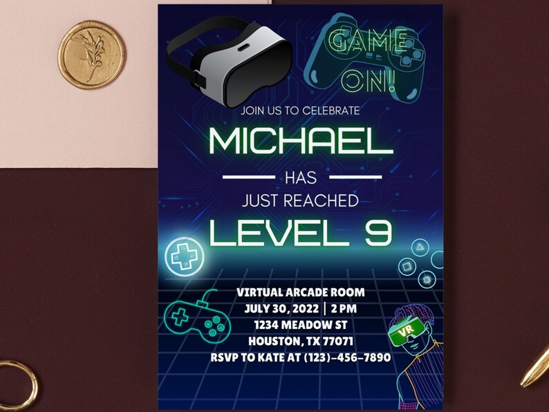 Video Game Invite Virtual Reality Party Invite VR Party - Etsy