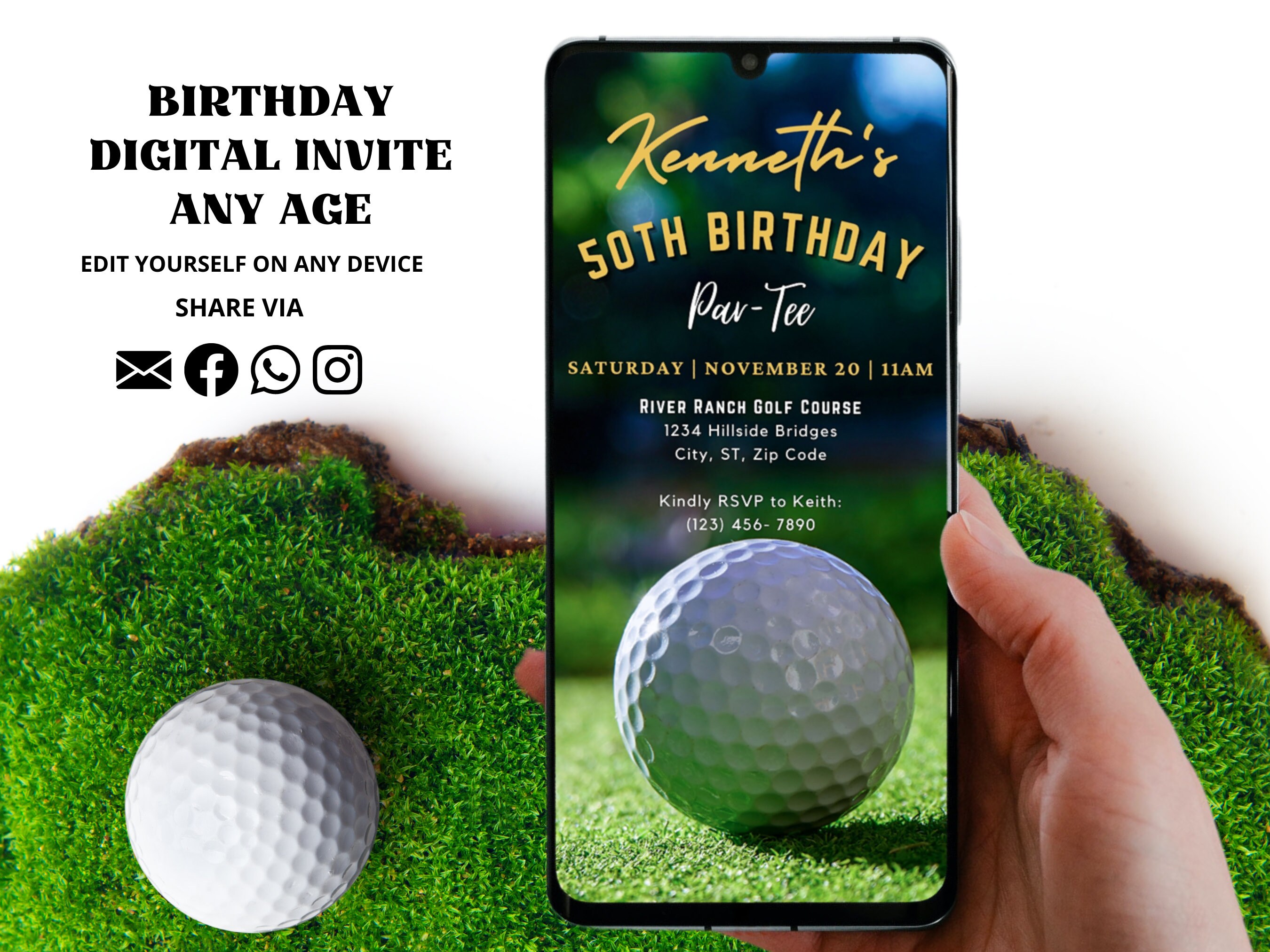 Golf Birthday Party Invitation Men's Birthday Invite - Etsy