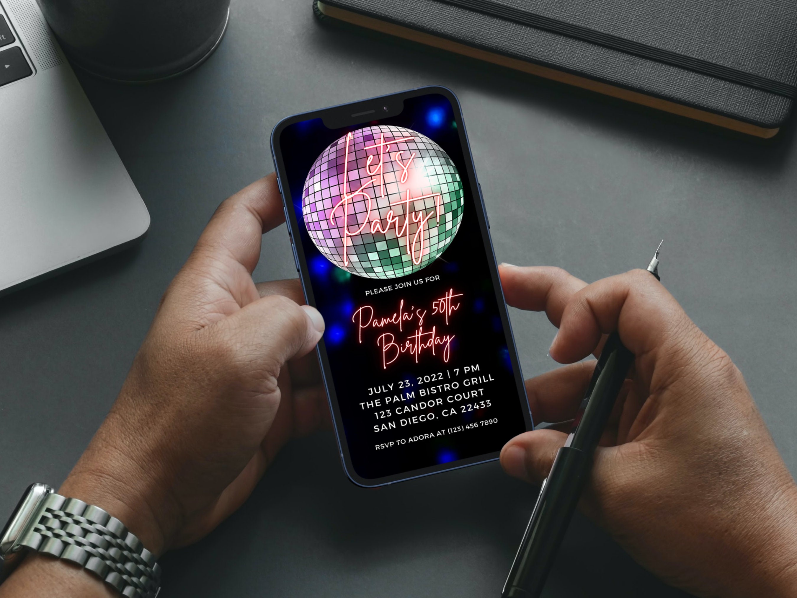 Disco Birthday Invitation | Electronic Birthday Invitation | 70s ...