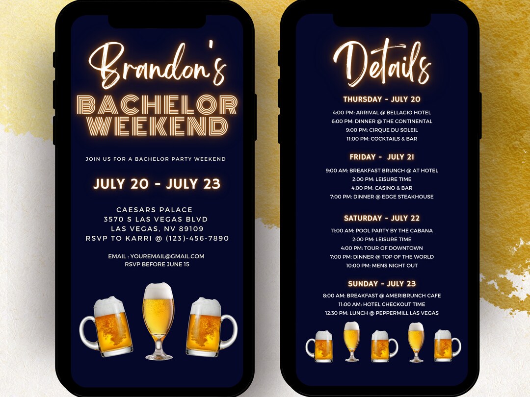 Bachelor Weekend | Bachelor Invite | Weekend Itinerary | Guys Weekend ...