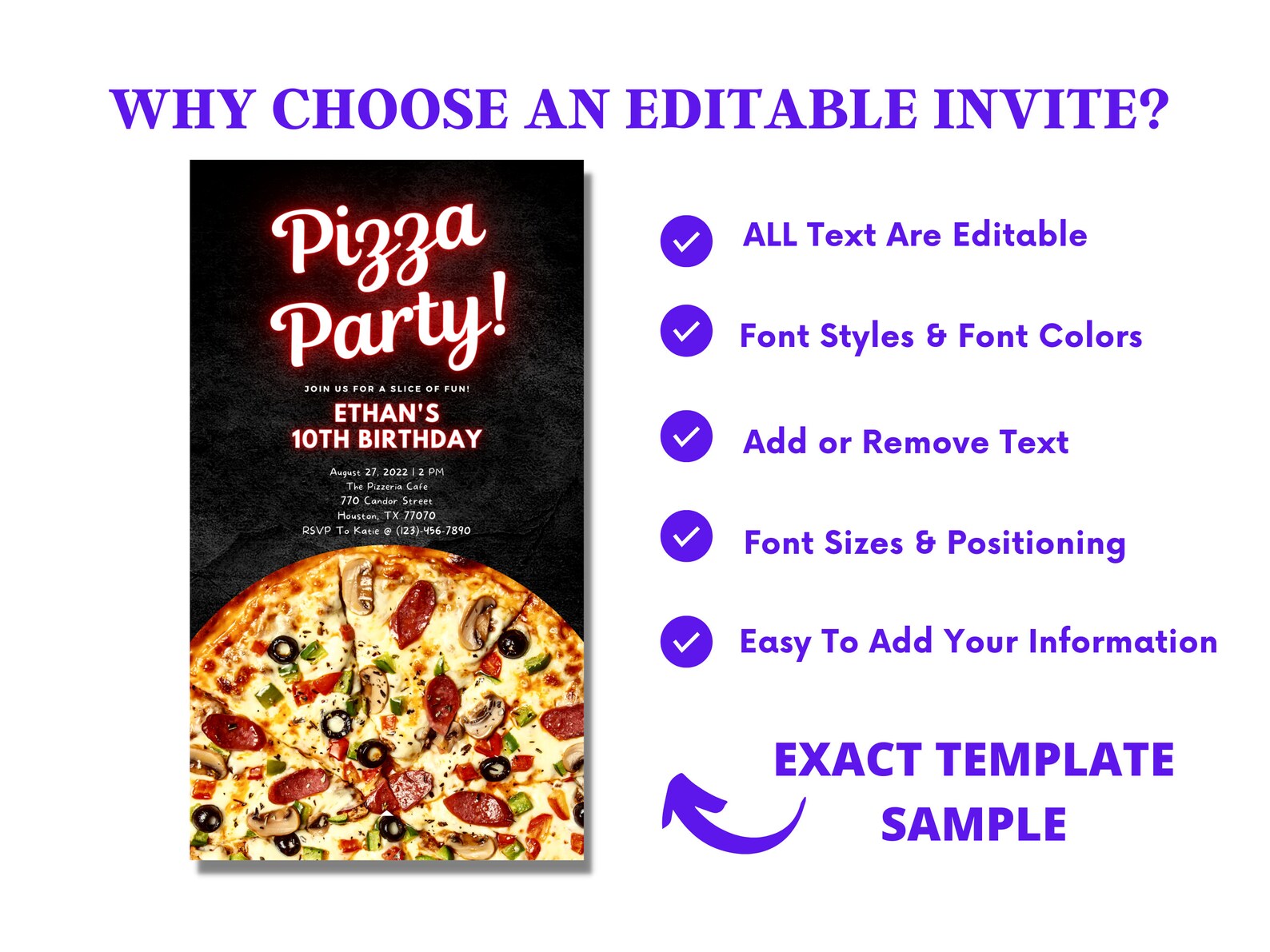 Pizza Party Invitation Editable | Digital Pizza Party Invitation ...