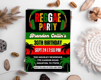 Reggae Birthday Invitation Reggae Party Invite Jamaica - Etsy
