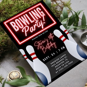 Bowling Party Invite | Bowling Birthday Invite | Teen Bowling Invite ...