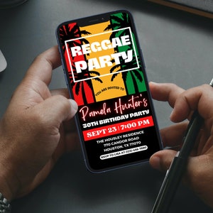 Reggae Birthday Invitation | Reggae Party Invite | Jamaica Birthday ...