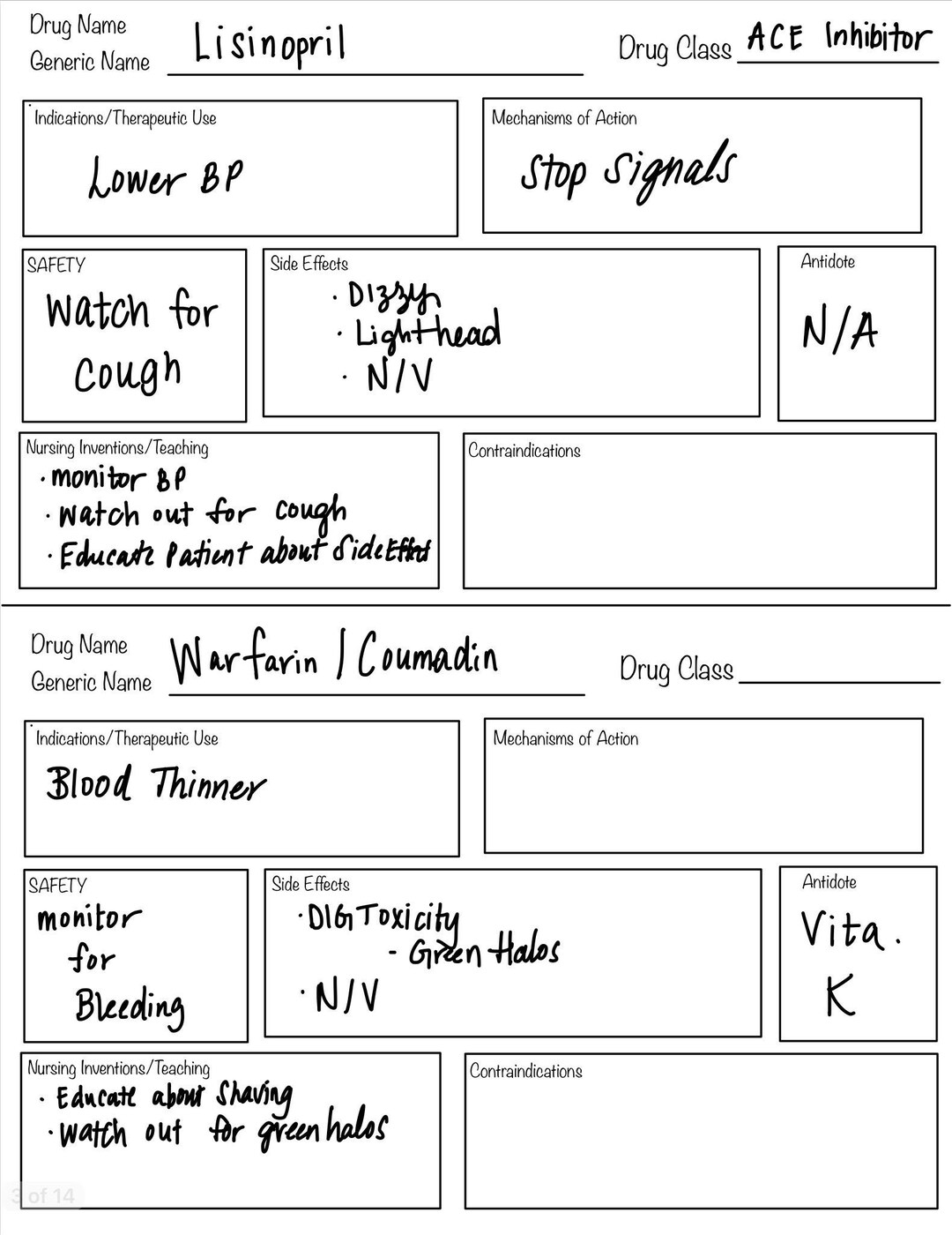Drug Card Template - Etsy