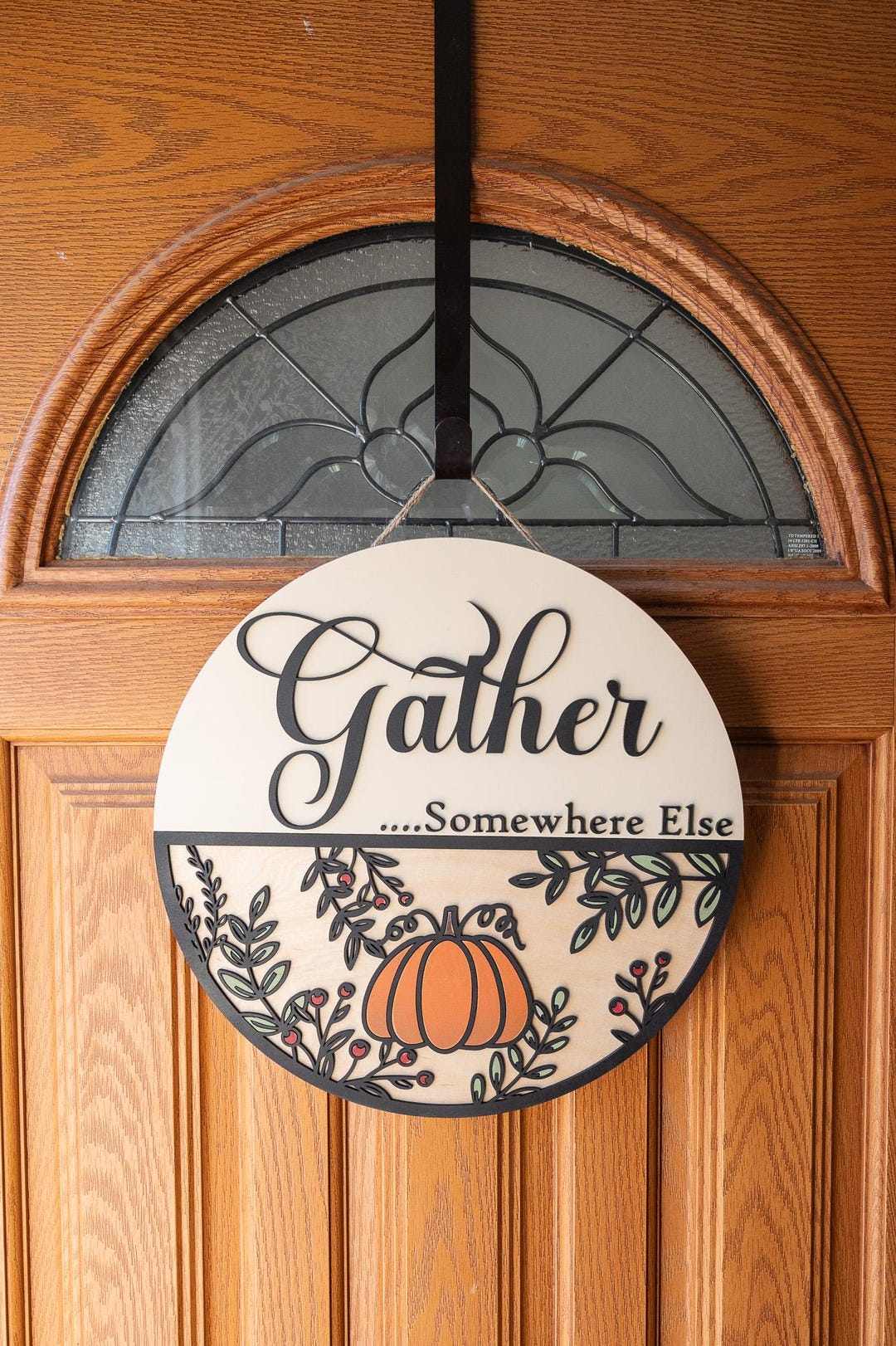 Funny Thanksgiving Door Hanger Gather Somewhere Else Door Sign Fall ...