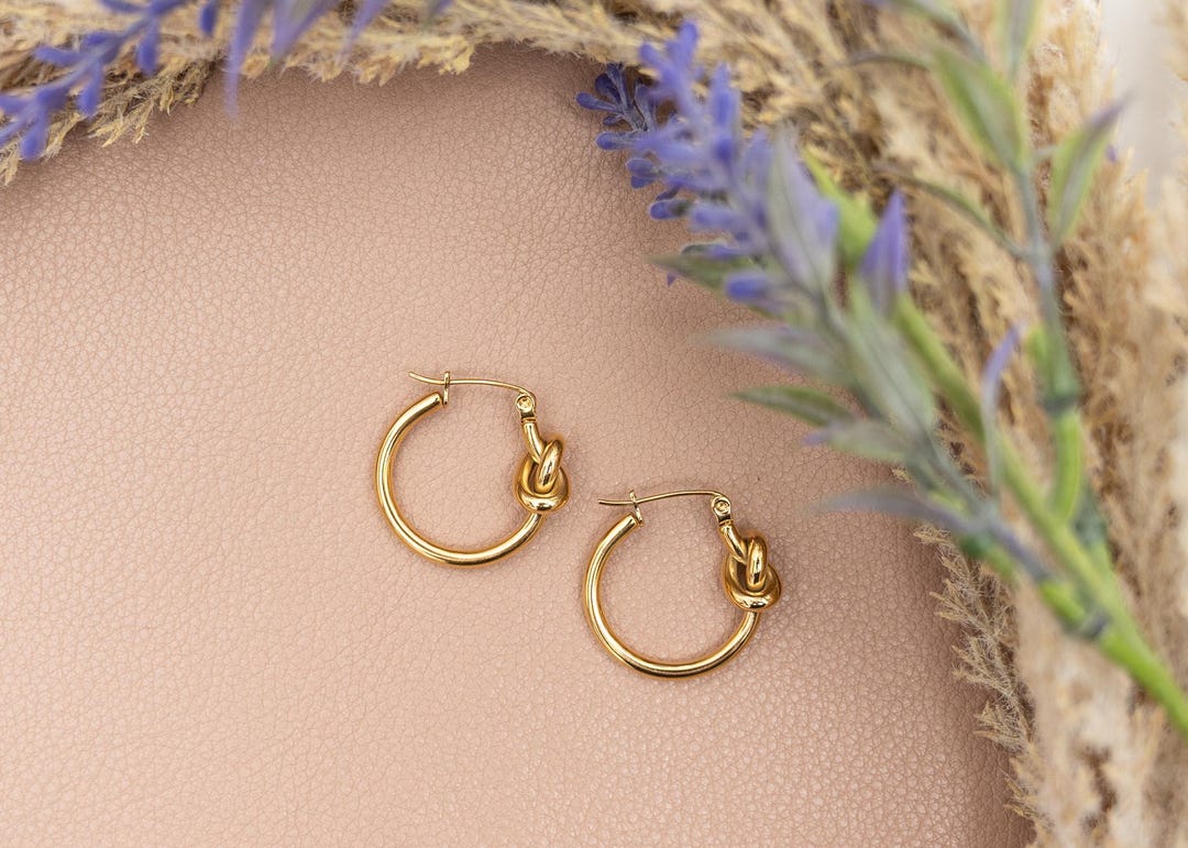 Knot Latch Hoop Earrings Wedding Earrings - Etsy