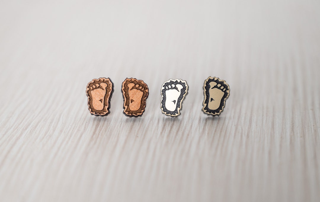 Bigfoot Foot Studs - Bigfoot Earrings - Sasquatch Stud Earrings- Clear ...