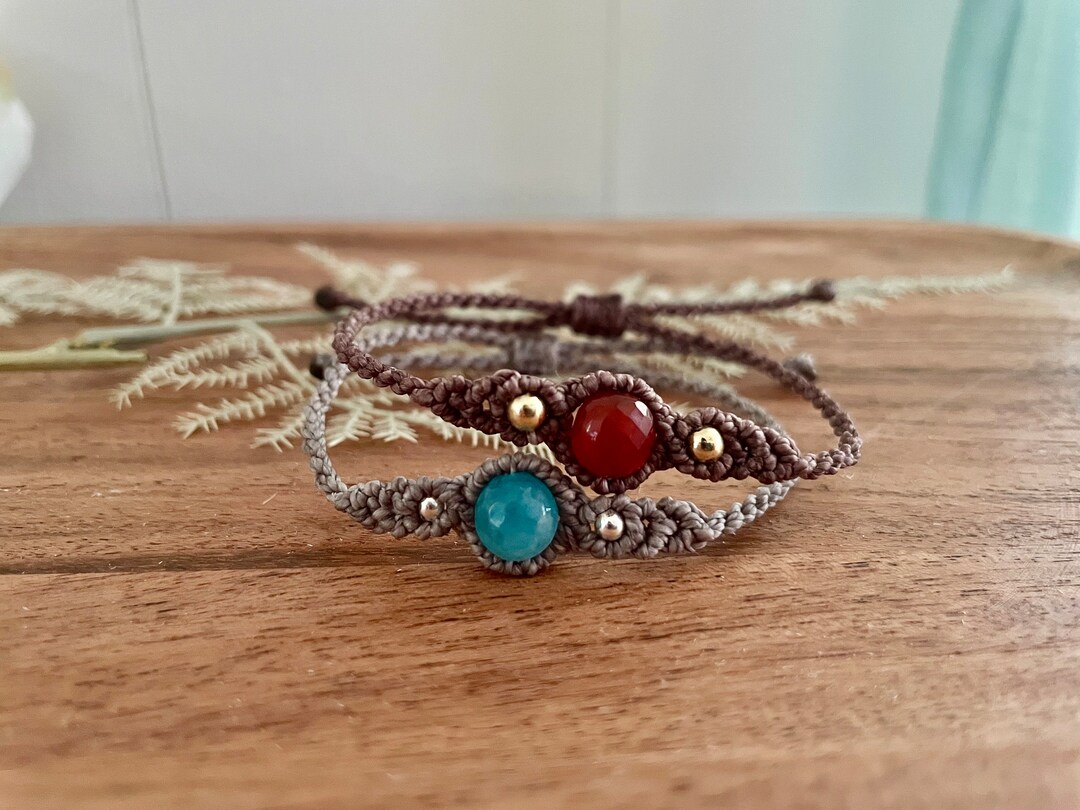 Beaded Macrame Bracelet, Surfer String Bracelet, Knotted String ...