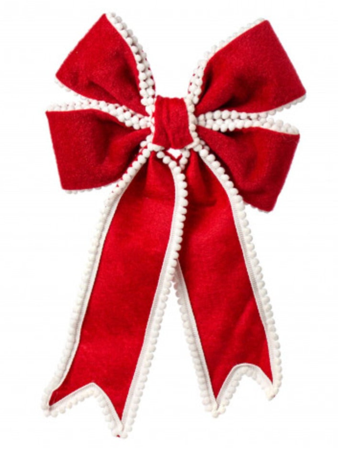 LARGE Red Felt With Pom Trim Bow, Wreath Bow, Valentine's Day Bow ...