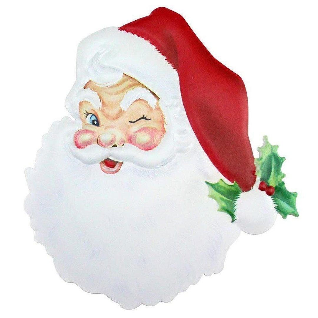 Vintage Style Embossed Winking Santa Metal Ornament Decor Sign 12"x11 ...