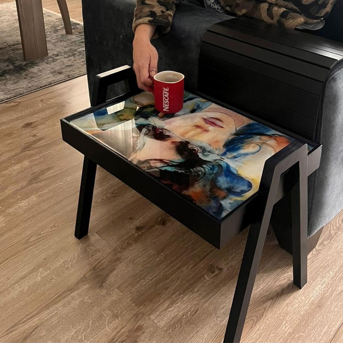Acrylic Modern Rectangle Side Table, Handcrafted Epoxy Resin Coffee ...