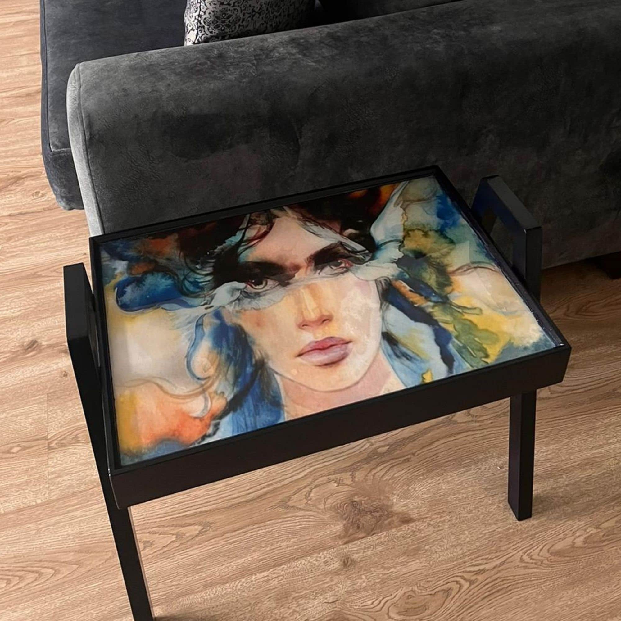 Acrylic Modern Rectangle Side Table, Handcrafted Epoxy Resin Coffee ...
