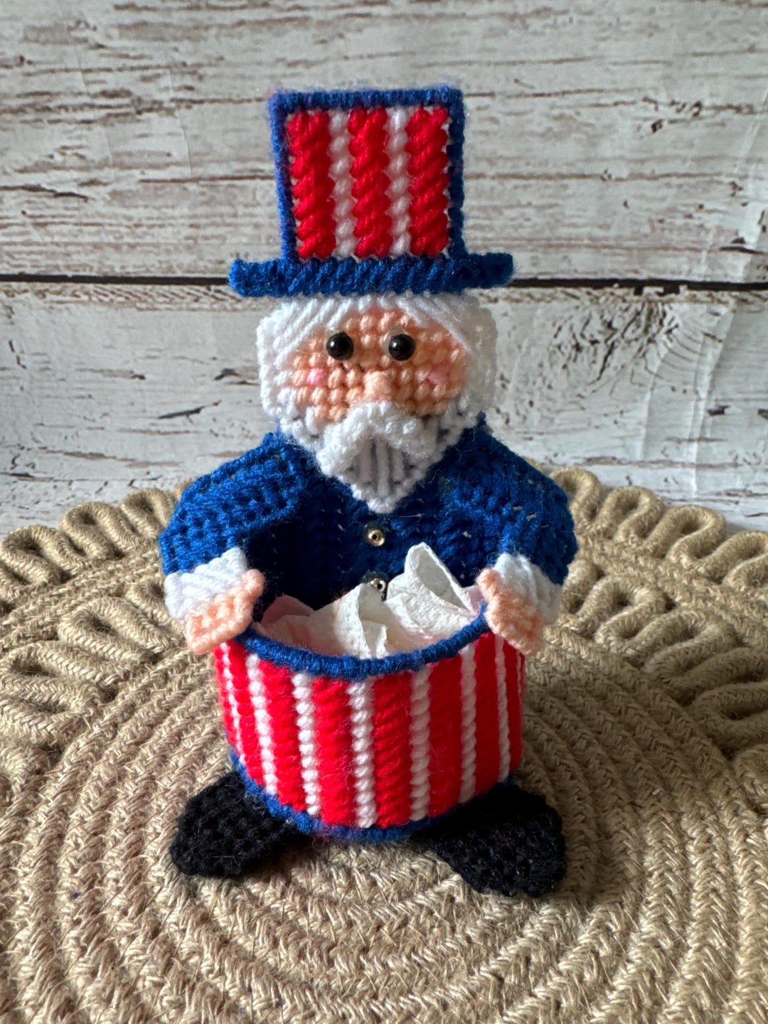 Vintage Uncle Sam Handmade Needlepoint Holiday Decoration, 4th of July ...