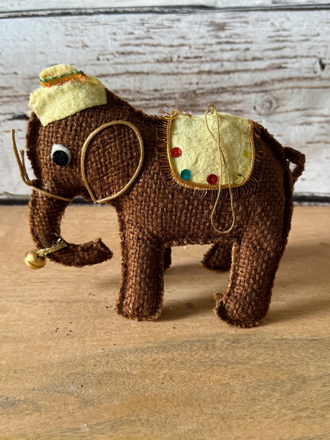 Vintage Burlap Elephant Christmas Tree Ornament - Etsy