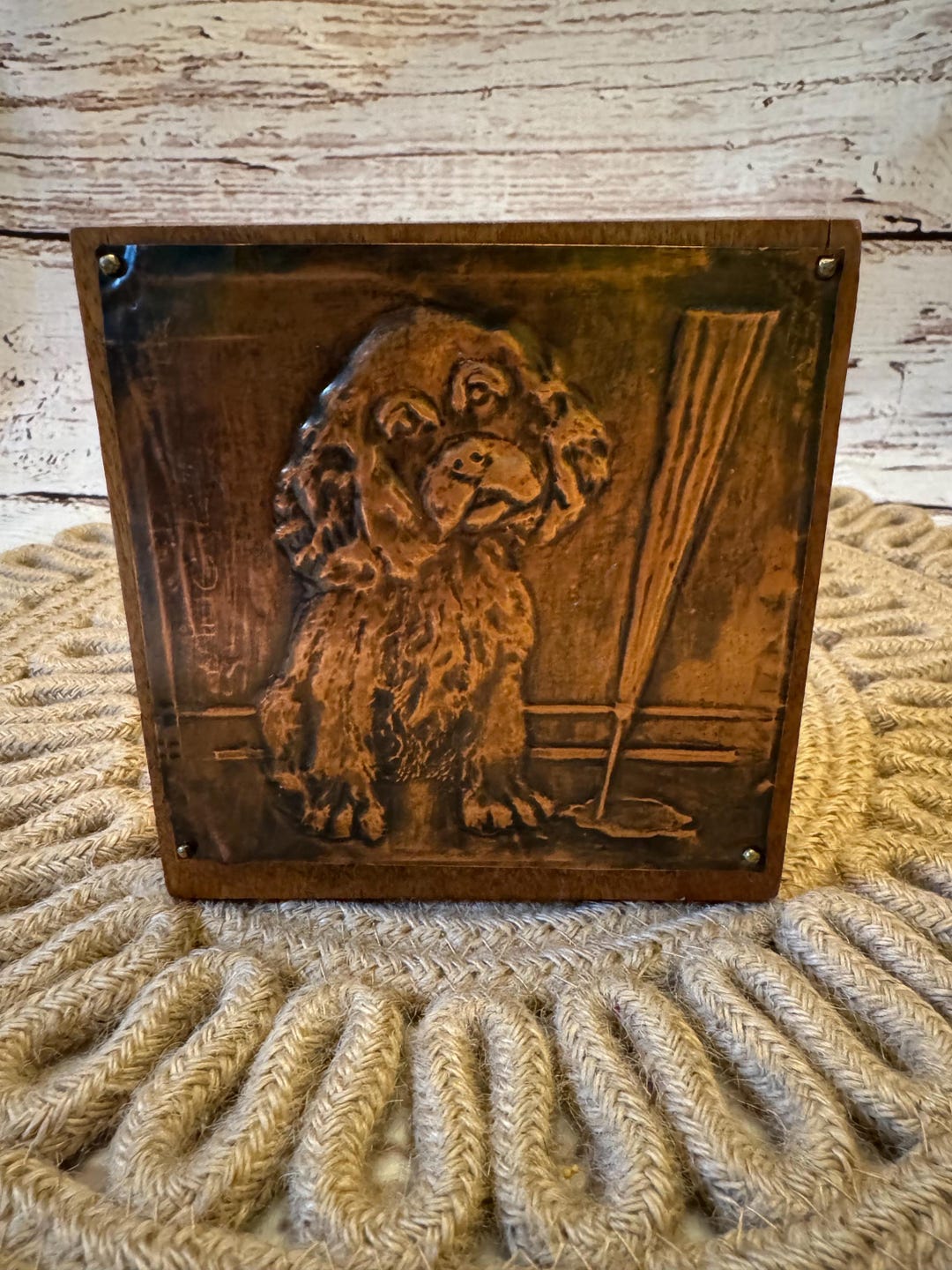 Vintage Cocker Spaniel Wood and Copper Wall Hanging - Etsy