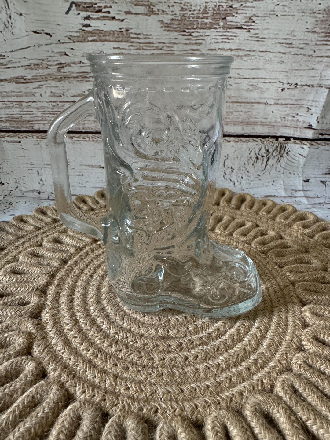 Vintage Clear Glass Cowboy Boot Drinking Mug Stein Beer Glass - Etsy
