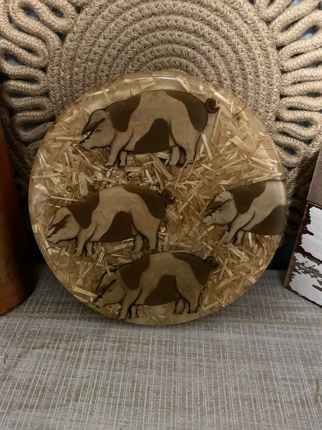 Vintage Lucite Acrylic Trivet Embedded With Pigs and Straw - Etsy