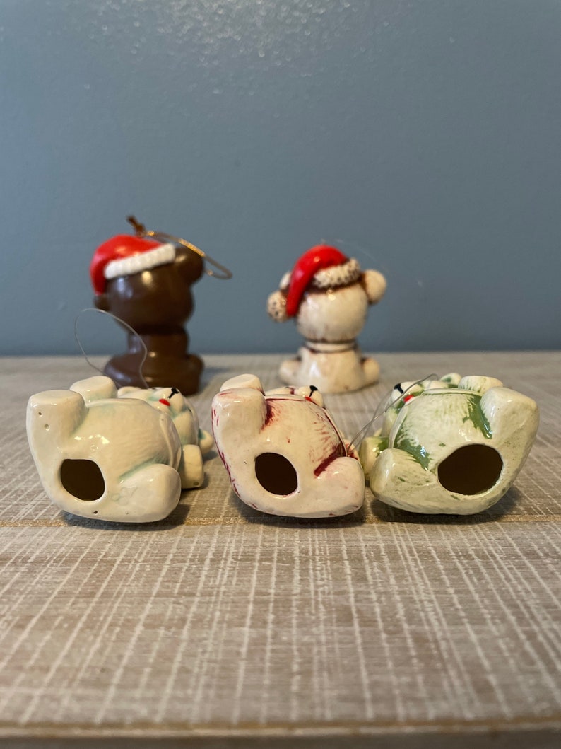 Vintage Ceramic Teddy Bear Christmas Tree Decorations Handmade - Etsy