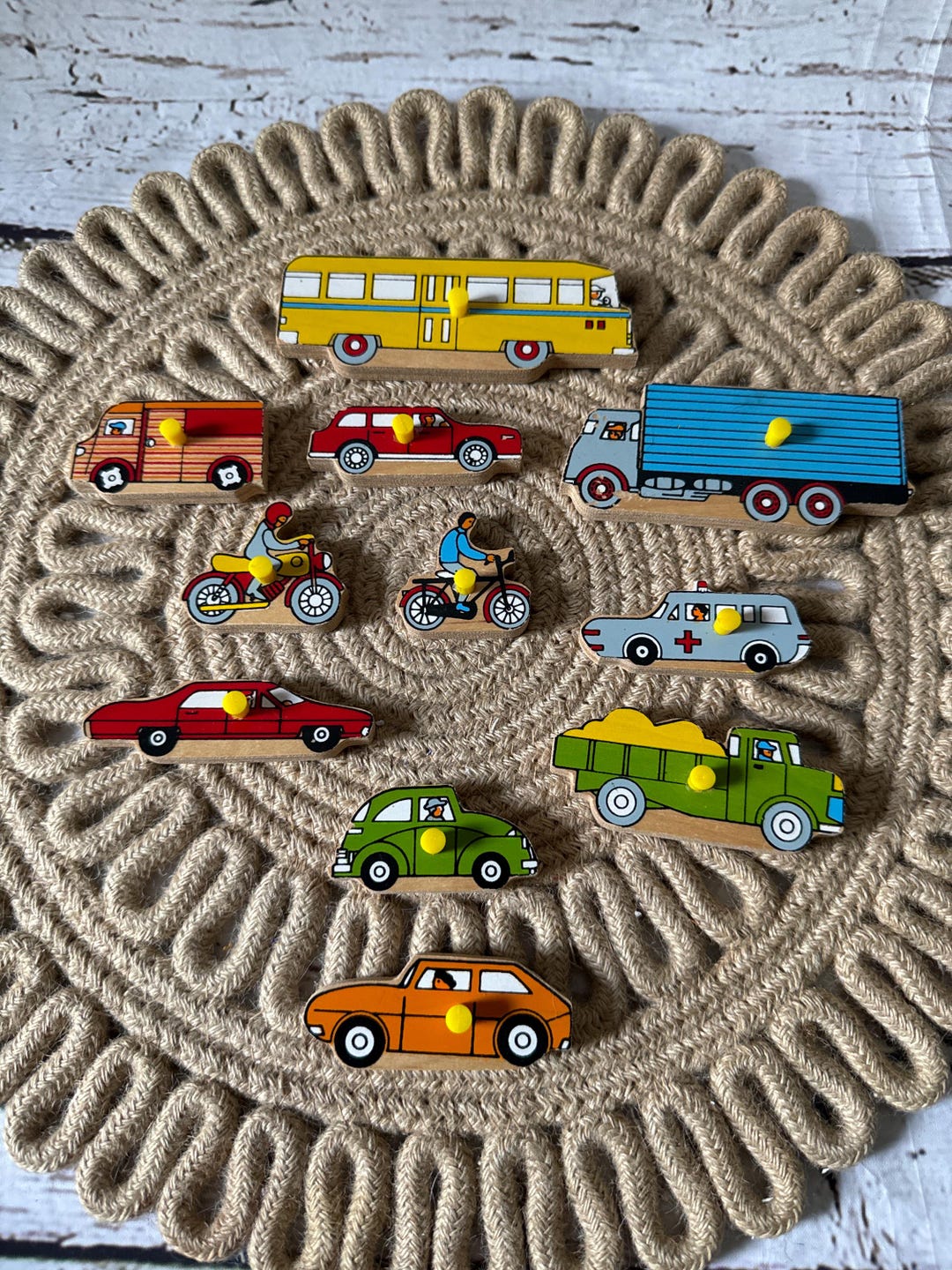 Vintage Wooden Vehicle Car Bus Truck Bike Puzzle Pieces - Etsy
