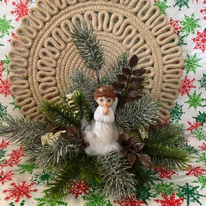 Vintage Angel Evergreen Table Centerpiece, Christmas Decoration - Etsy