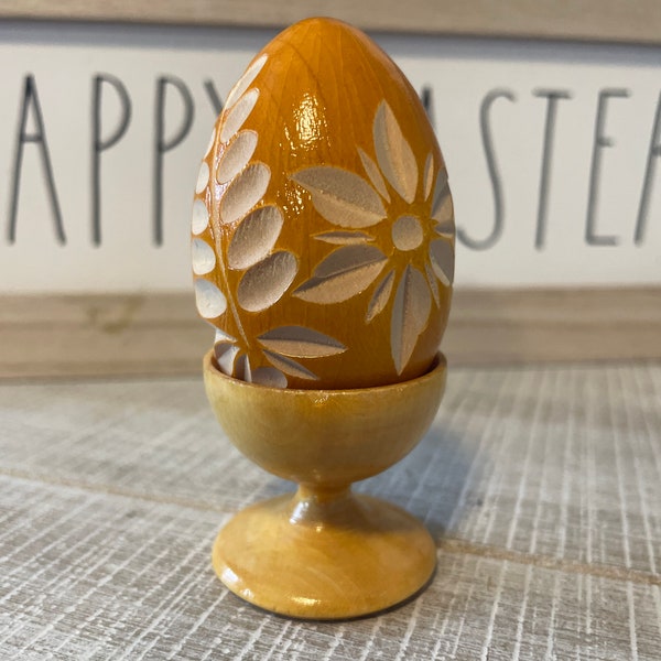 Carved Wooden Egg - Etsy
