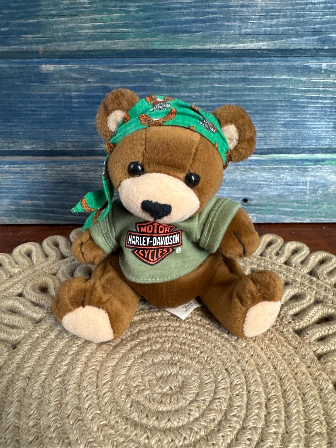 Vintage Harley Davidson Motorcycle Teddy Bear Stuffed Bean Bag Plush ...