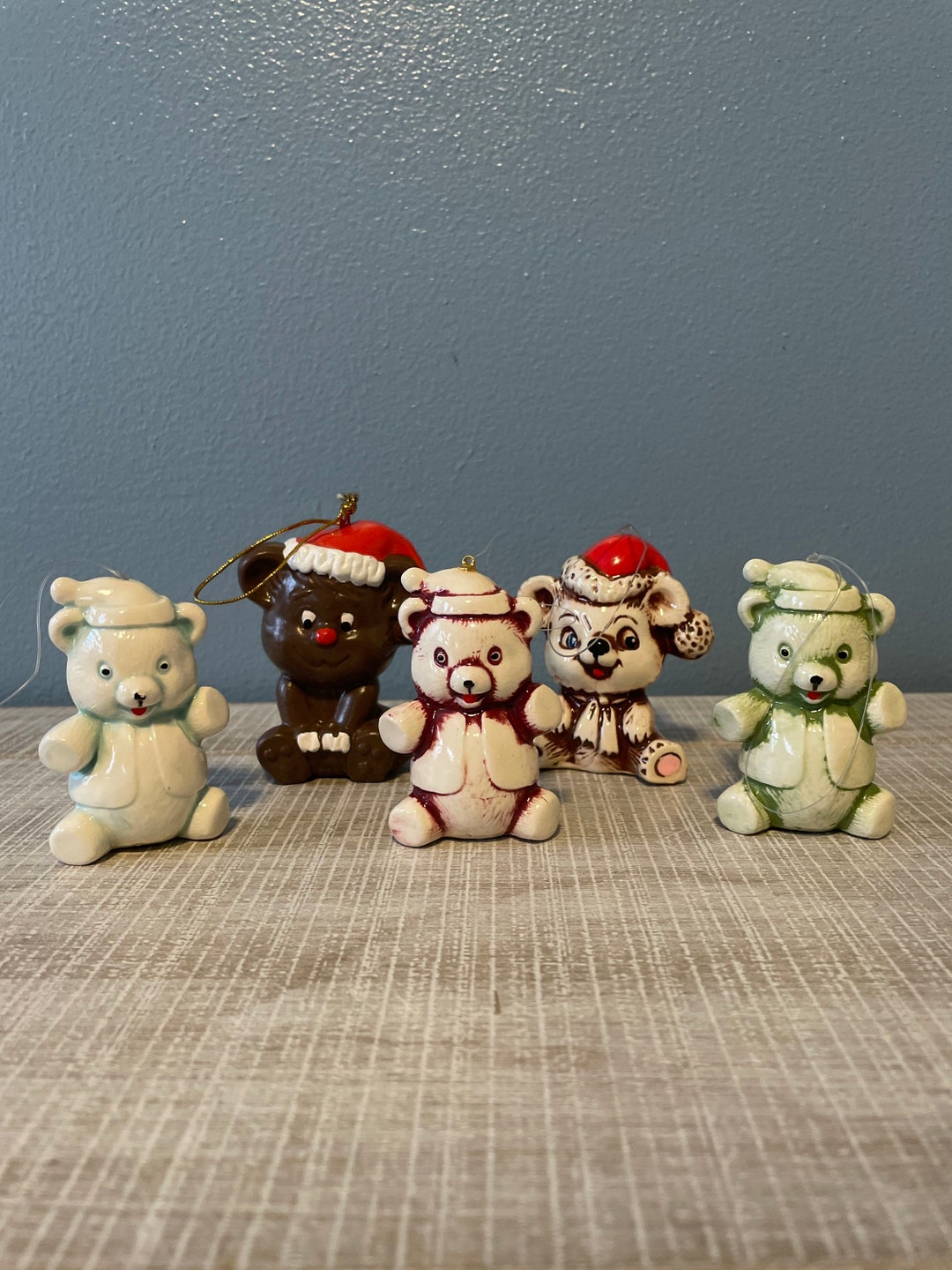 Vintage Ceramic Teddy Bear Christmas Tree Decorations Handmade - Etsy