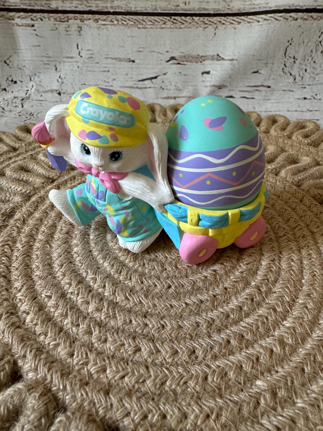 Vintage Hallmark Crayola Easter Bunny Decoration, Artist, 1990, Plastic ...