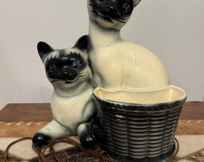Vintage Siamese Cat TV Table Lamp Light - Etsy