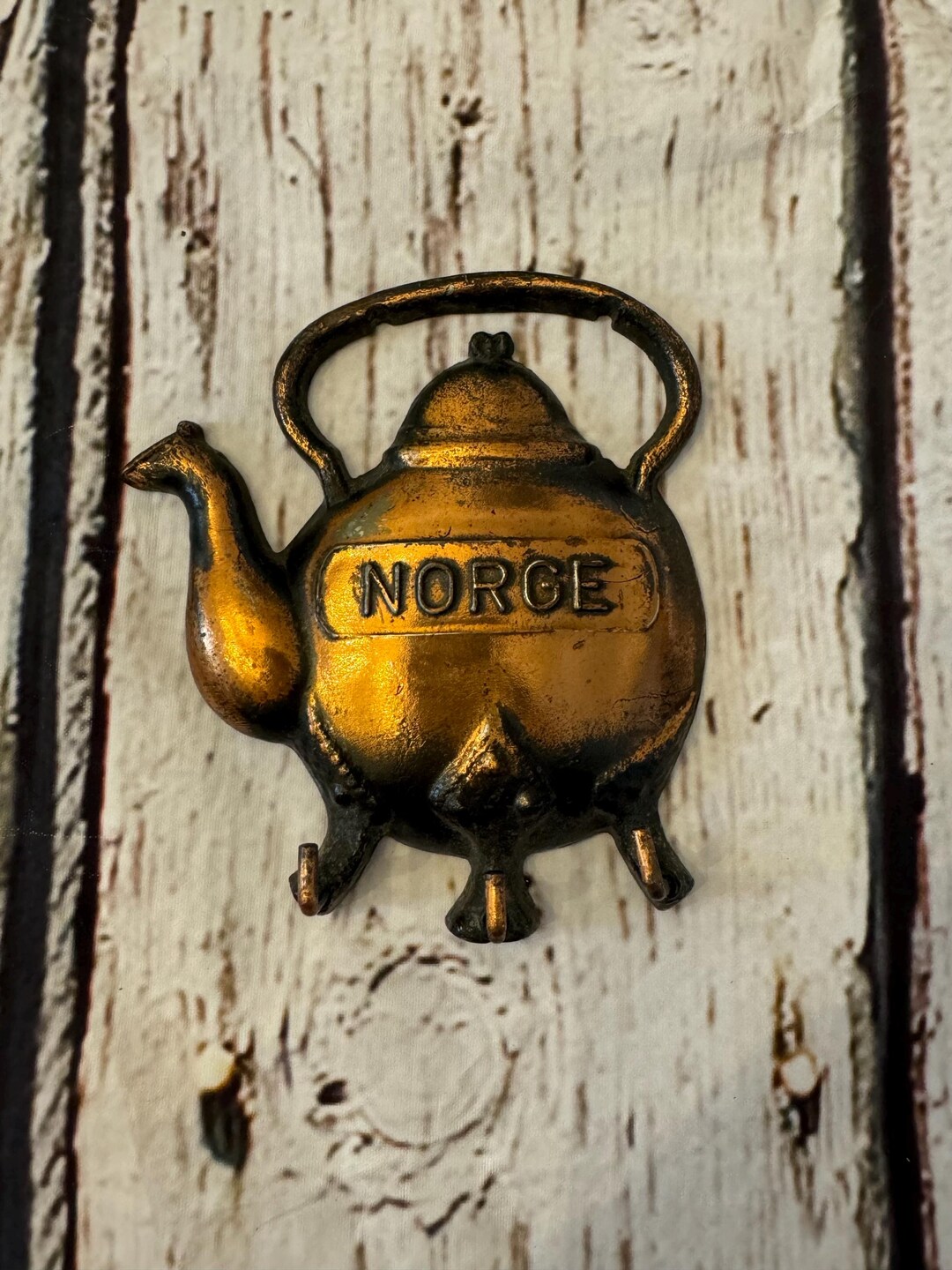 Vintage Norge Norway Norwegian Brass Tea Kettle Pot Wall Hanging With ...