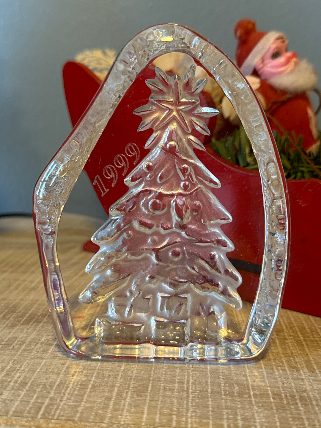 Vintage Glass Christmas Tree Paperweight, 1999 - Etsy
