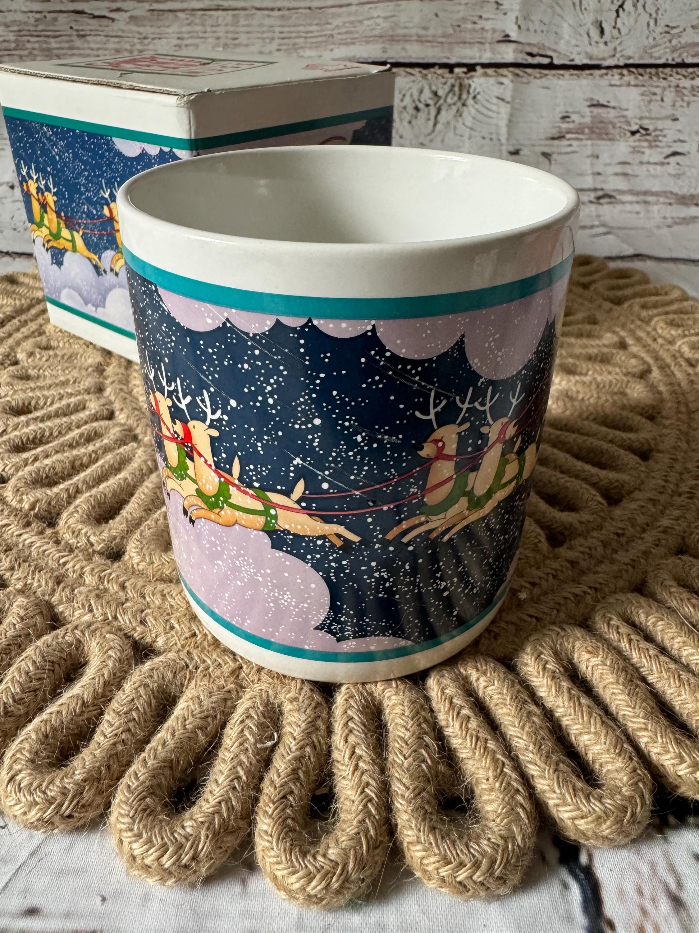 Vintage Santa Claus and Reindeer Coffee Mug Applause, Christmas, Candy ...