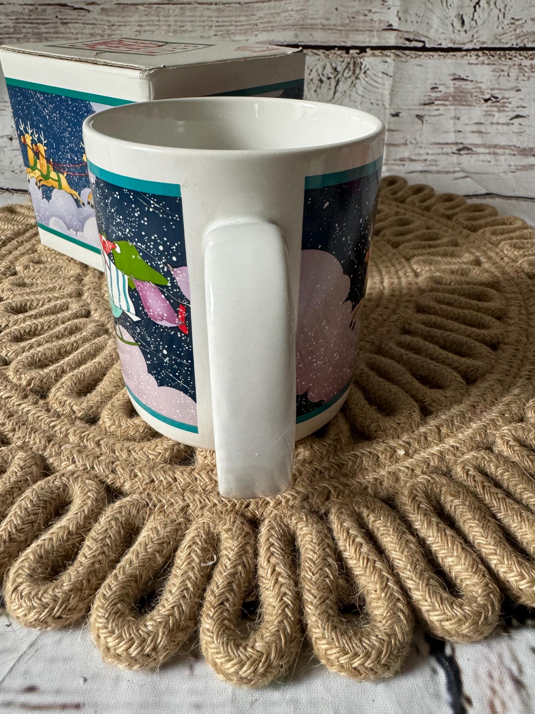 Vintage Santa Claus and Reindeer Coffee Mug Applause, Christmas, Candy ...