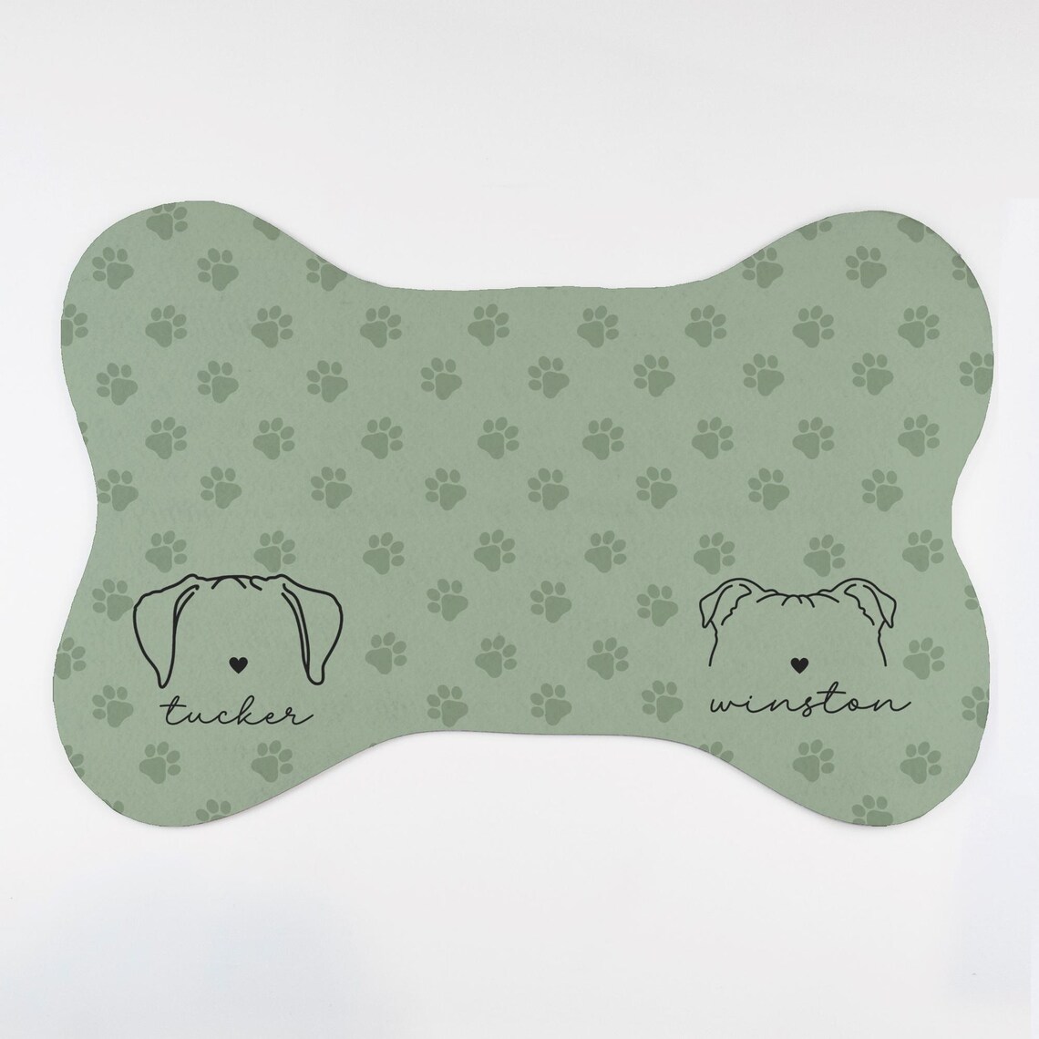Bone Shaped Custom Dog Ears Placemat | Personalized Pet Food Mat ...