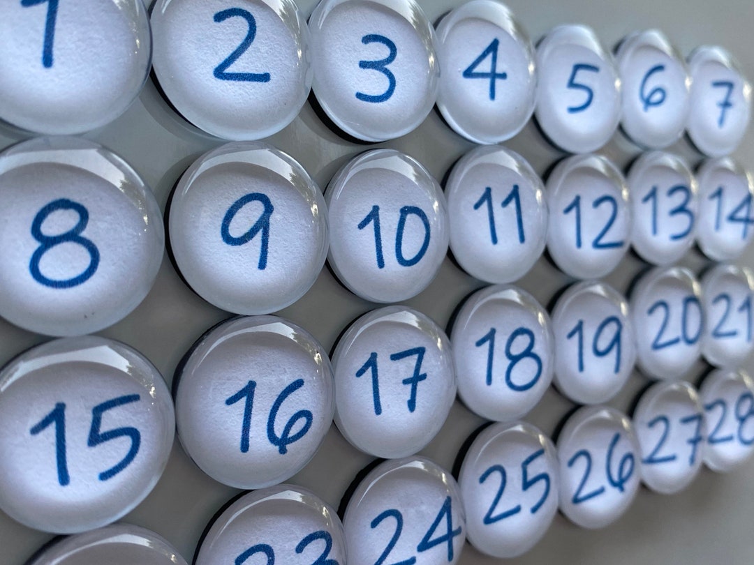 Glass Number Magnets, Calendar Magnets, Calendar Numbers, Bubble ...