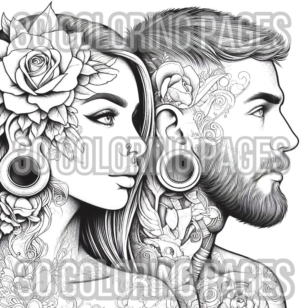 30 Valentine's Couple Dating Coloring Page Bundle Adult Color Sheets ...