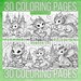 30 Cute Dragon Fantasy Book Coloring Page Bundle Kids Adult Coloring ...