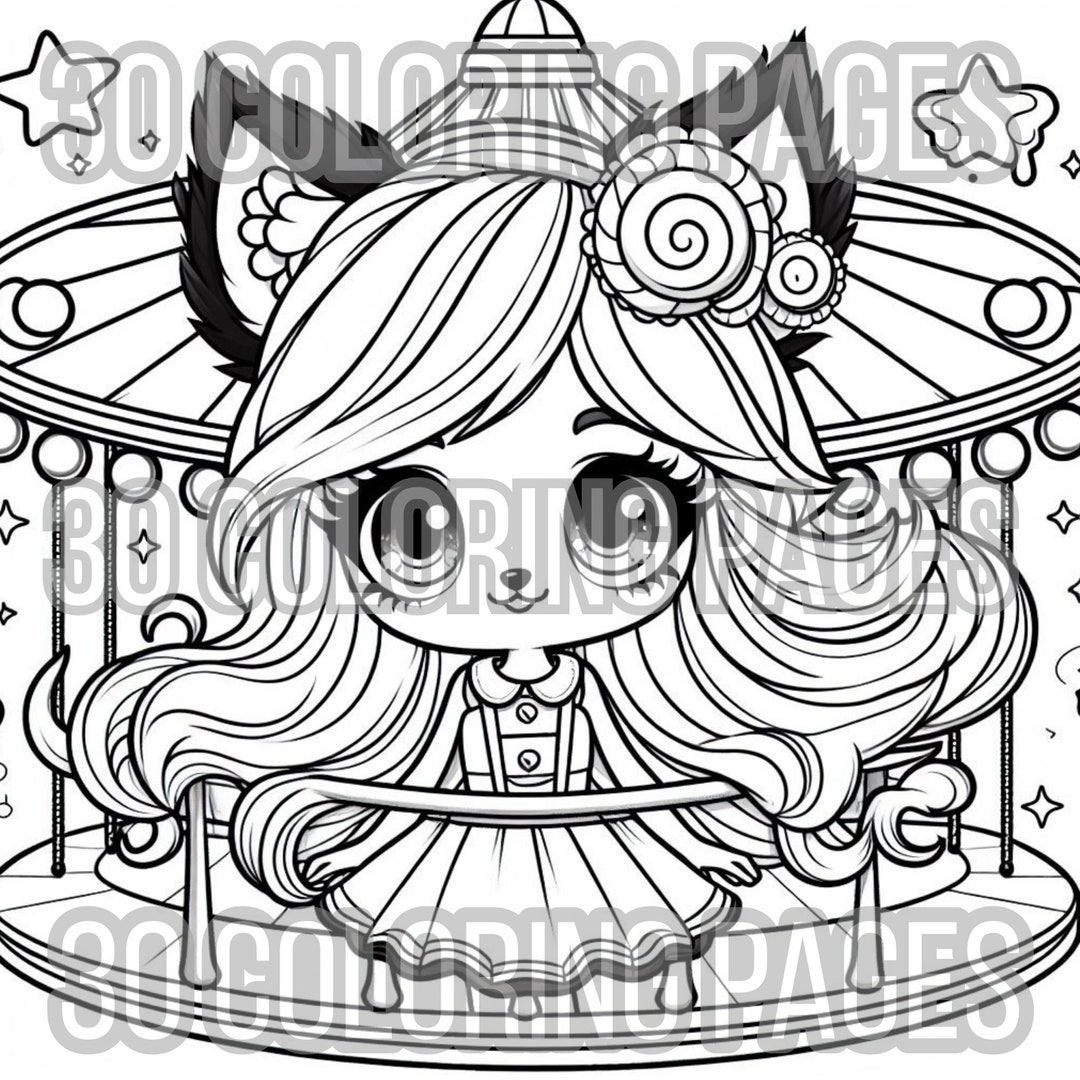 30 Cute Furry Carnival Coloring Page Bundle Kawaii Ears and Tail ...