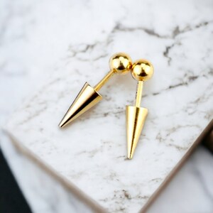 16G Spike Stud Earrings Stainless Steel Cone Barbells Helix Pierce ...