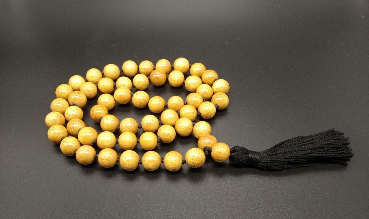 Jackfruit 54 Bead Knotted Mala. Big Bead Mala, 12 Mm Bead. Prayer Beads ...