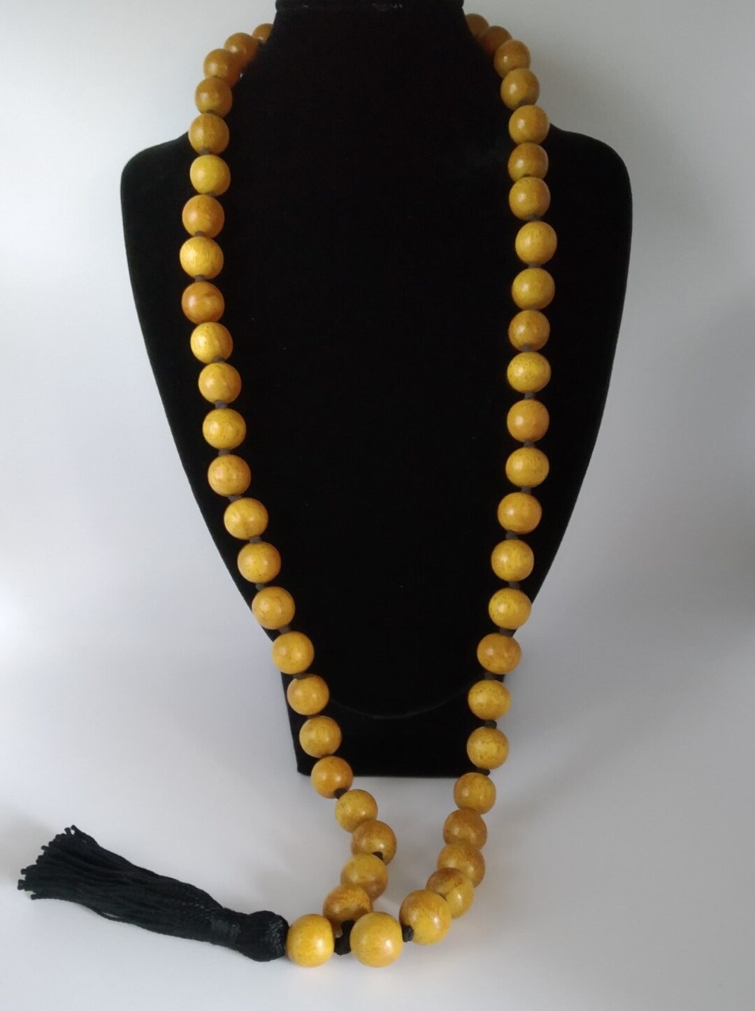 Jackfruit 54 Bead Knotted Mala. Big Bead Mala, 12 Mm Bead. Prayer Beads ...