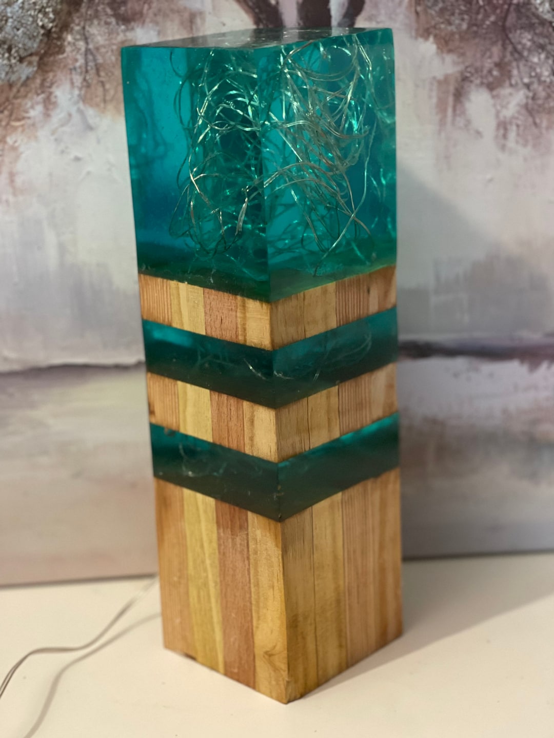 Epoxy Resin Wood Lamp Handmade, Lamp, Night Light, Resin Table Decor ...